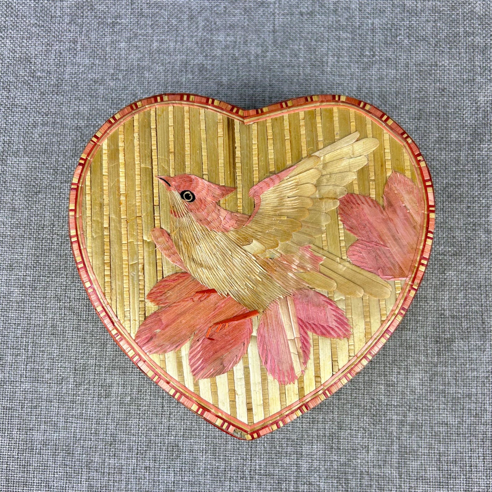 Vintage Chinese Hand Crafted Bamboo Straw Box Songbird - Etsy