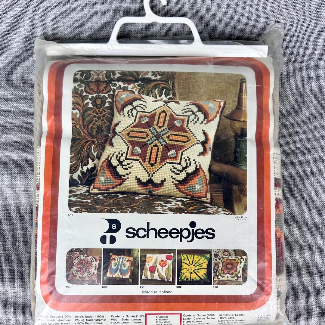 Vintage MCM Dutch Cross-stitch Pillow Kit - Etsy