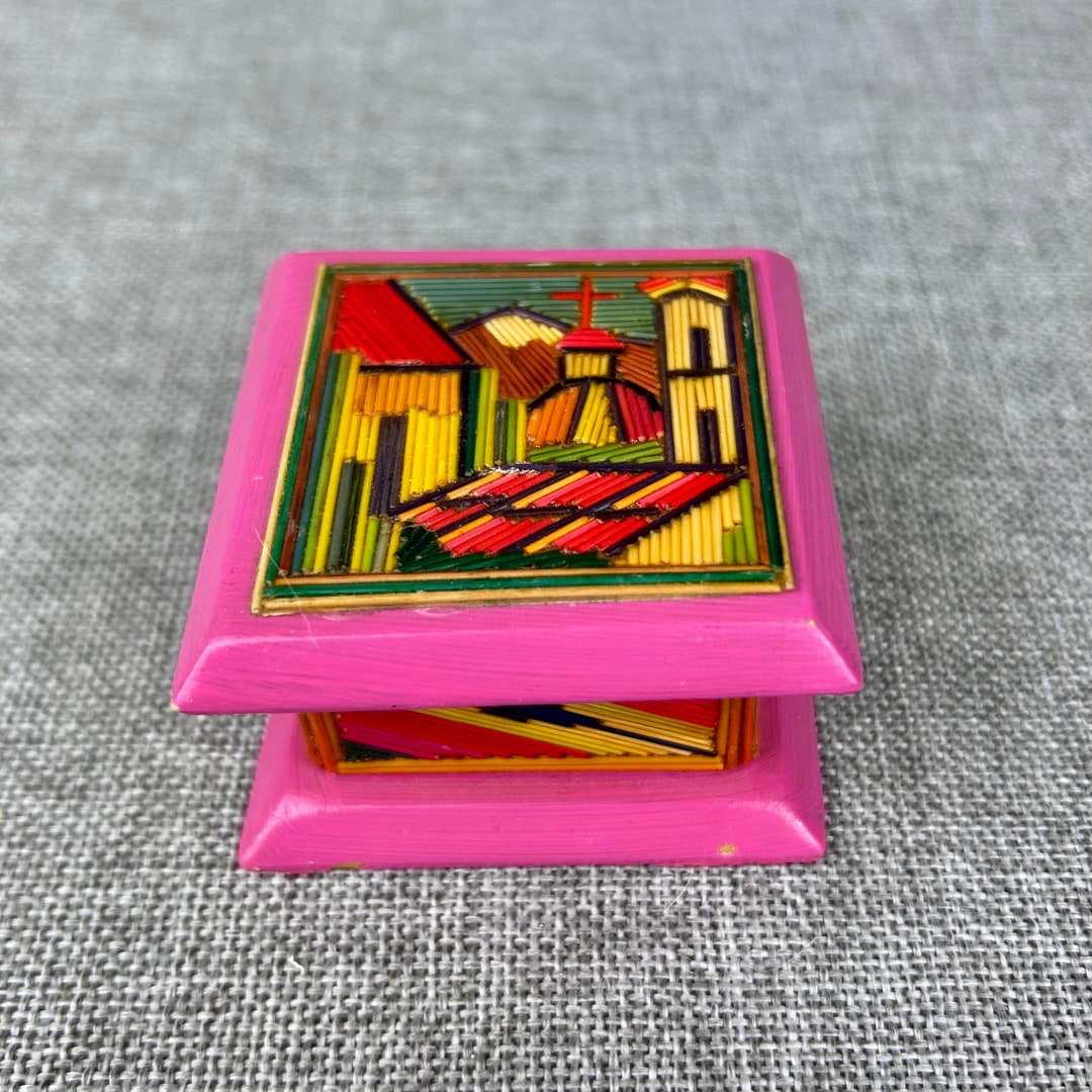 Pink Wooden Popotillo Ring Trinket Box - Etsy