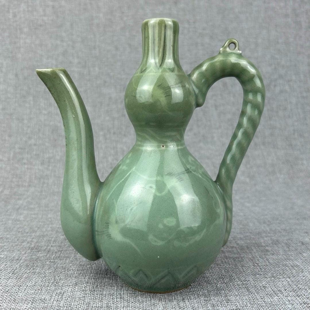 Vintage Korean Celadon Porcelain Double Gourd Ewer Pitcher - Etsy