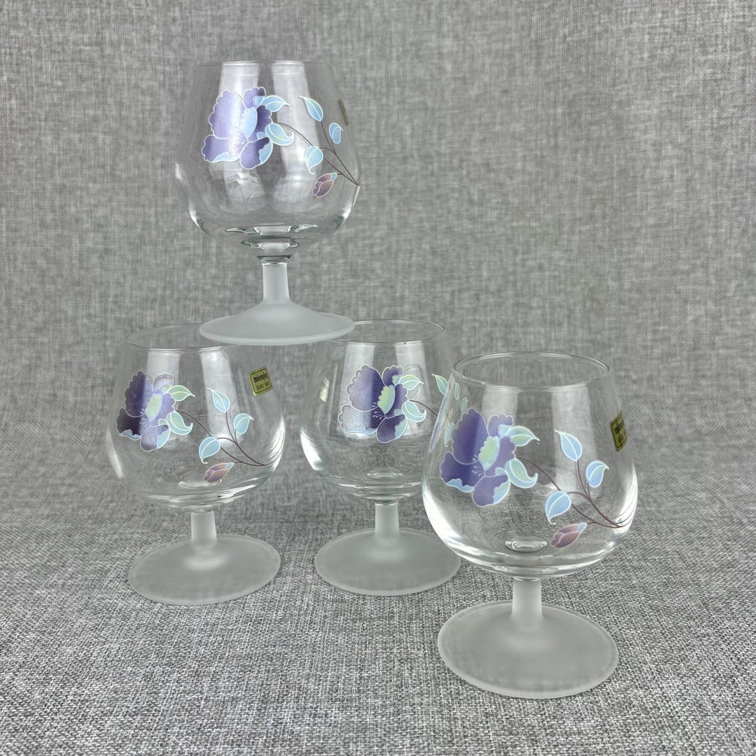 Set of 4 Vintage Mid Century Small Tasting Snifters - Floral Design - Etsy