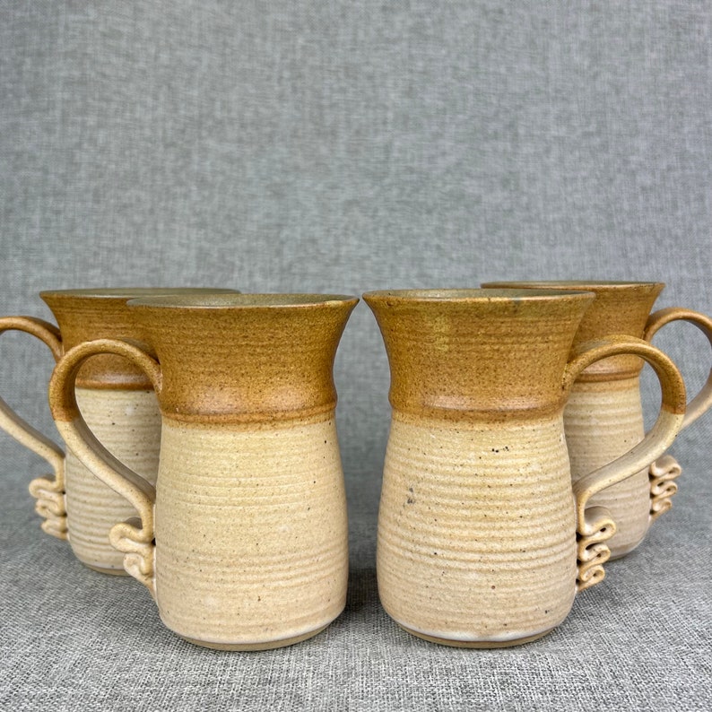 Set of 4 Studio Pottery Tall Flared Mugs by David Renfroe - Etsy