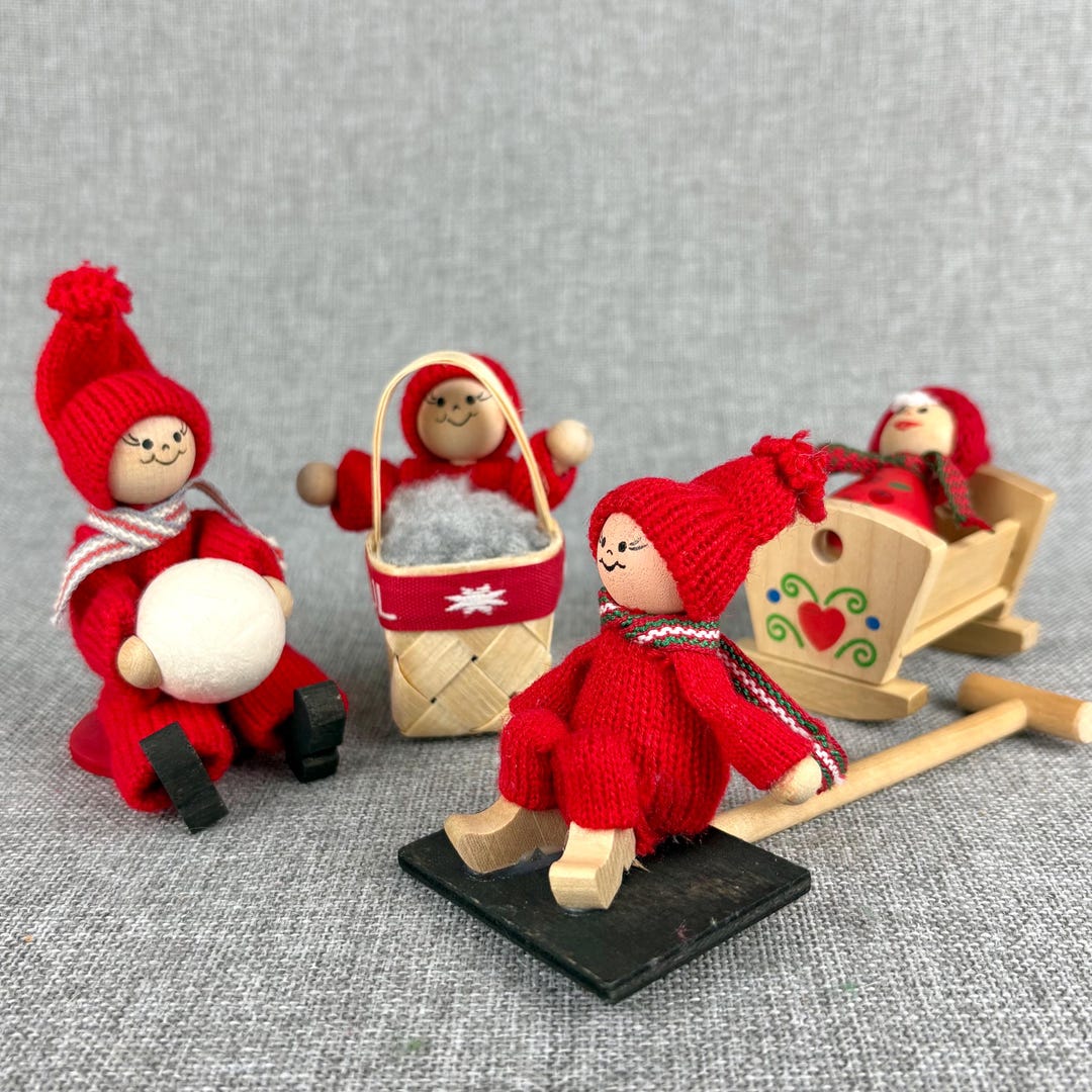 Ljungstroms of Sweden Wooden Tomte Gnome Santa Figurines - Child & Baby ...