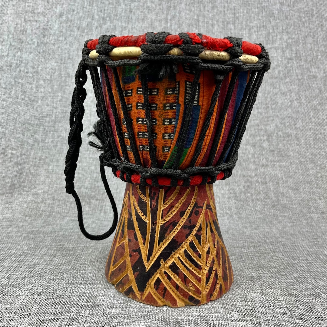 Vintage 90’s West African Djembe Drum Kente Cloth - Etsy