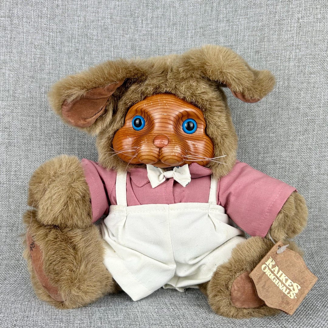 Raikes Originals Wood Face Brett Rabbit Plush - Etsy