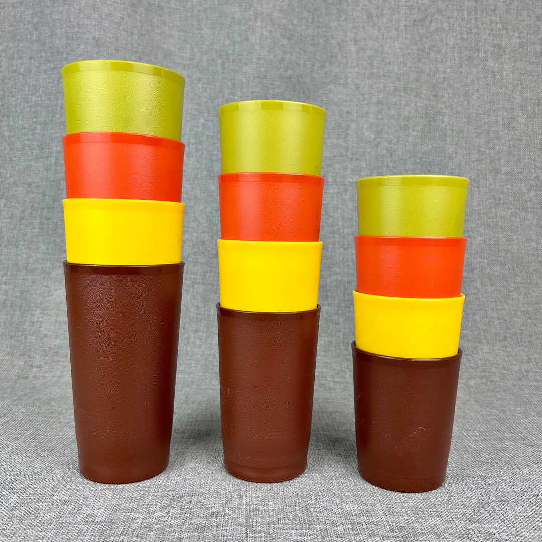 Tupperware set of Four Stacking Tumblers Cups Harvest Colors - Etsy