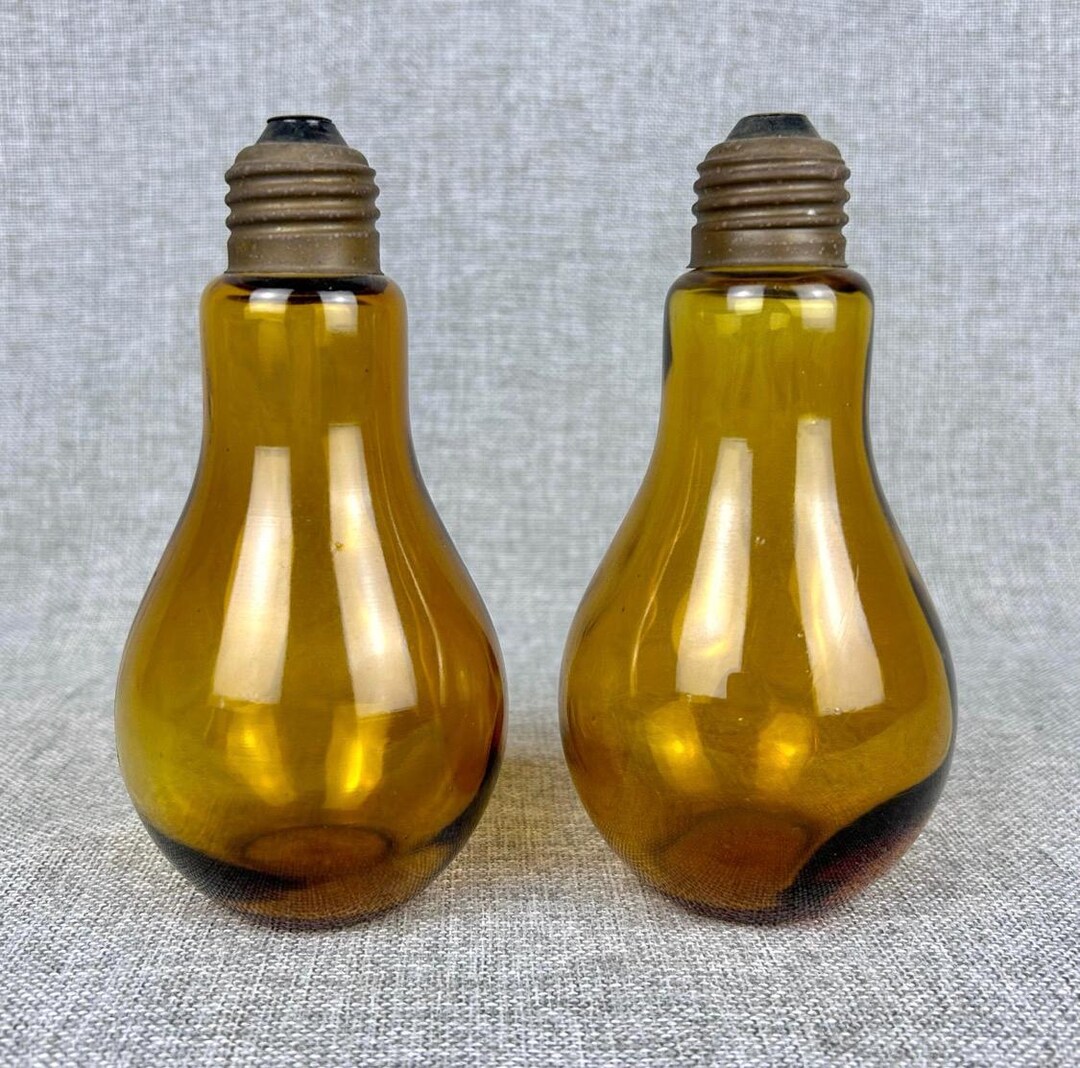 Salt & Pepper Shakers - Vintage 70’s Amber Glass Light Bulb - Etsy