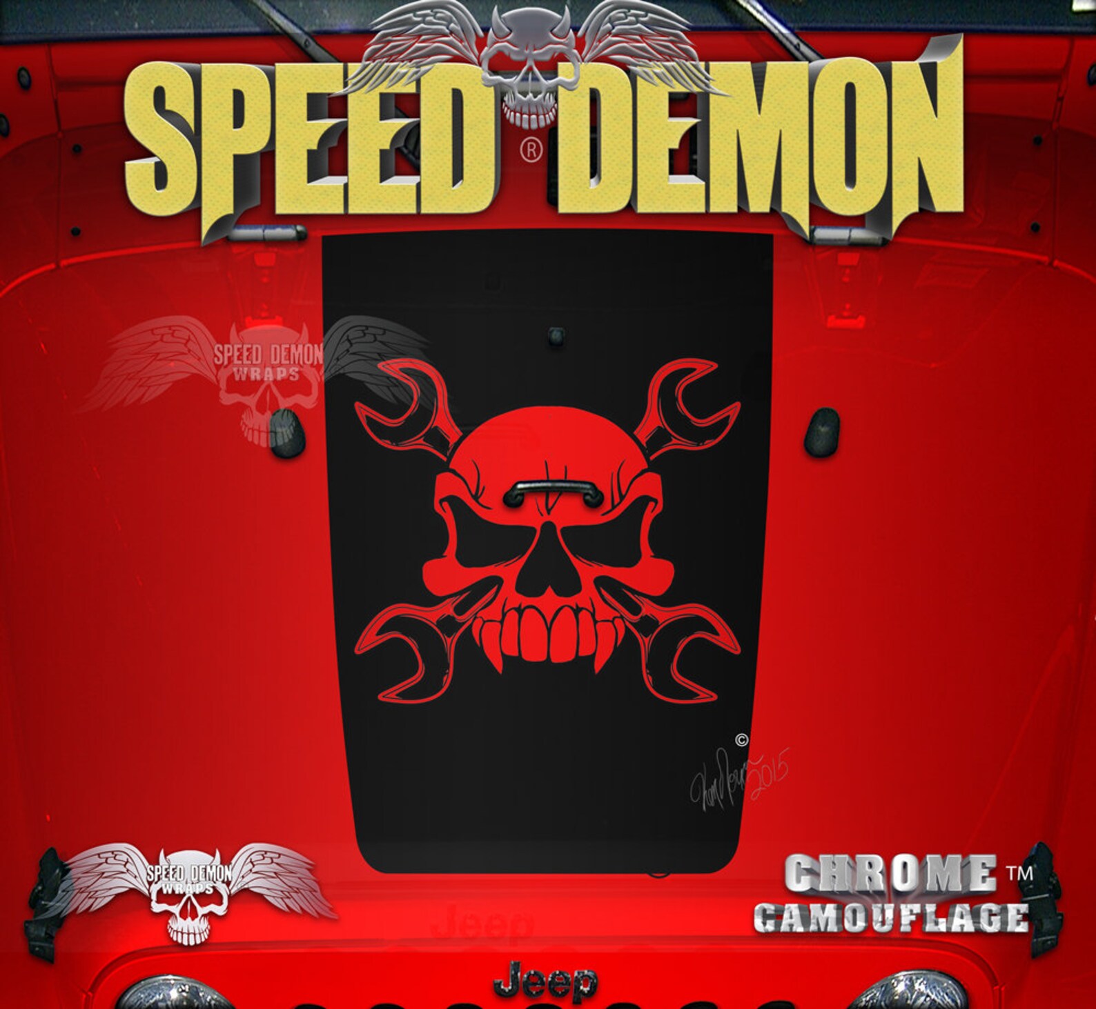 Jeep Wrangler Hood Decal Skull and Crossbones with Wrenches | Etsy