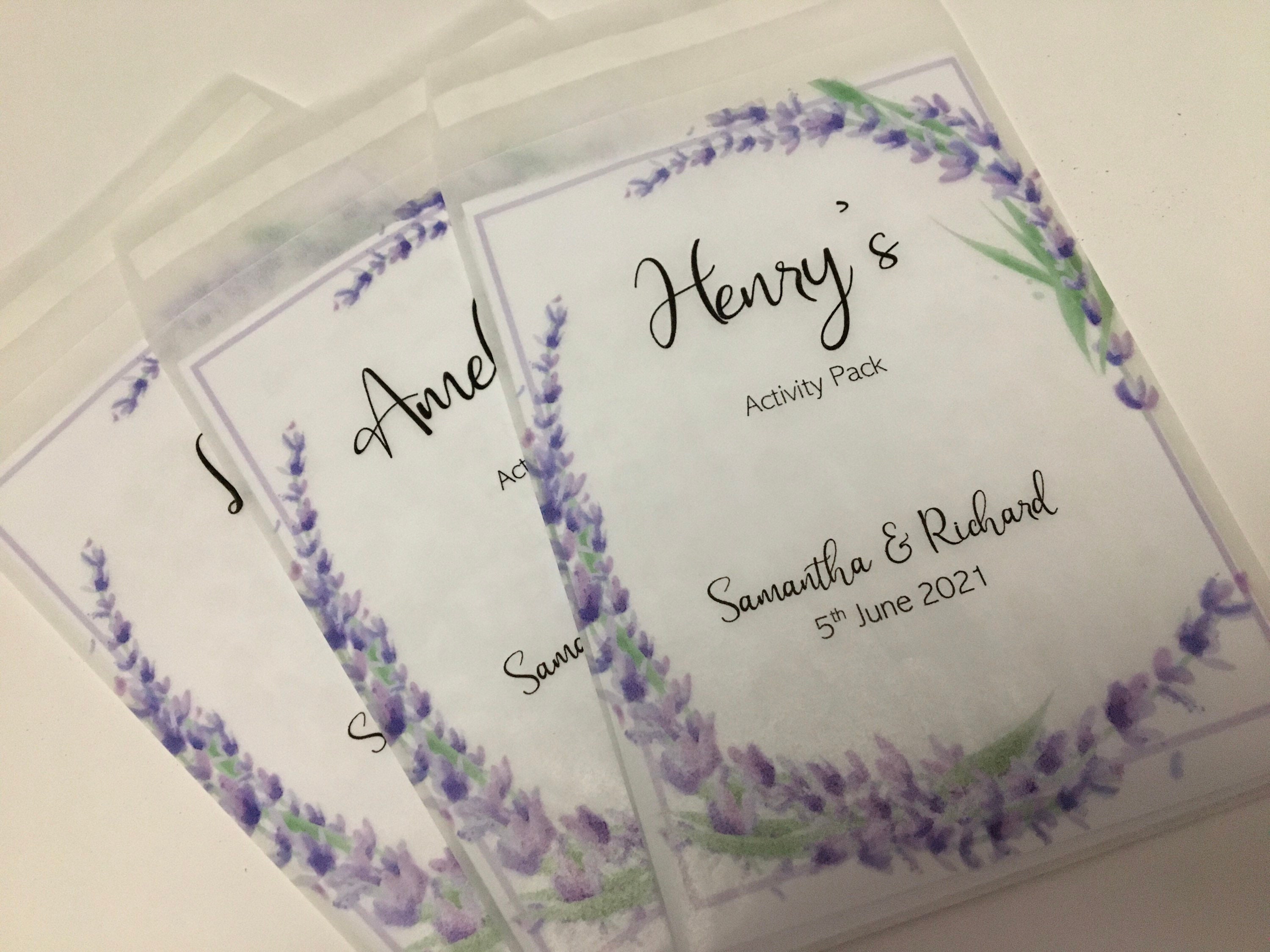 Personalised Lavender Wedding Activity Pack A6 Childrens - Etsy UK