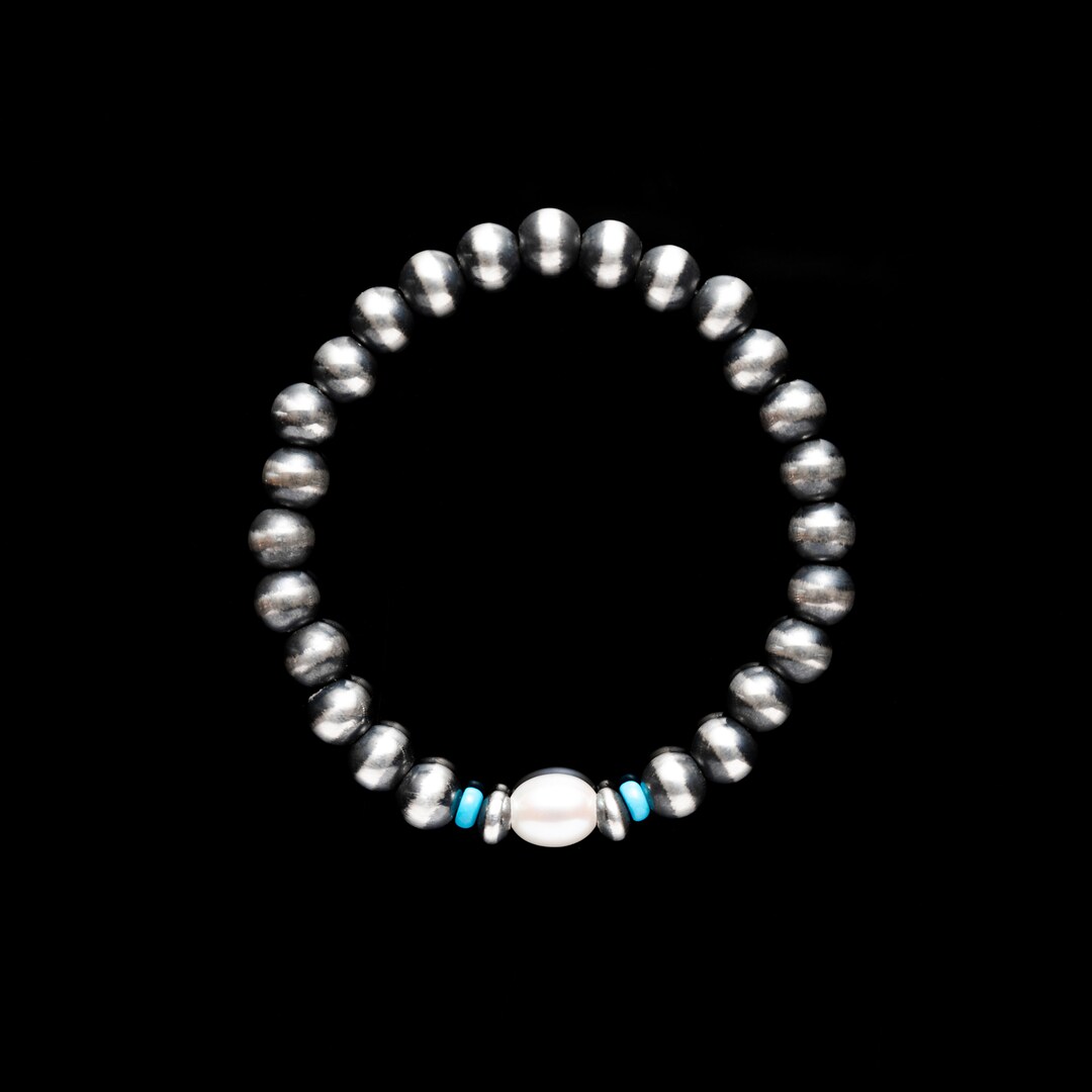 Santa Fe Pearl Sterling Silver Stretch Bracelet With Freshwater Pearl ...