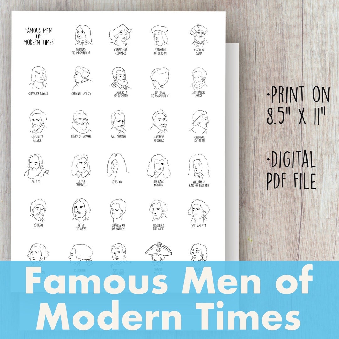 Famous Men of Modern Times Printable Timeline Figures Cut Outs Stickers ...