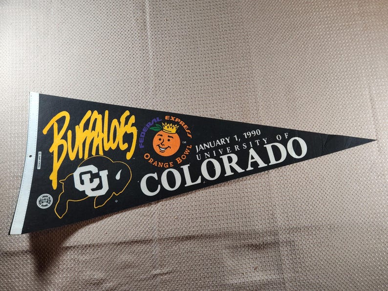 Vintage Felt Pennant - University of Colorado Football Orange Bowl 1990 ...