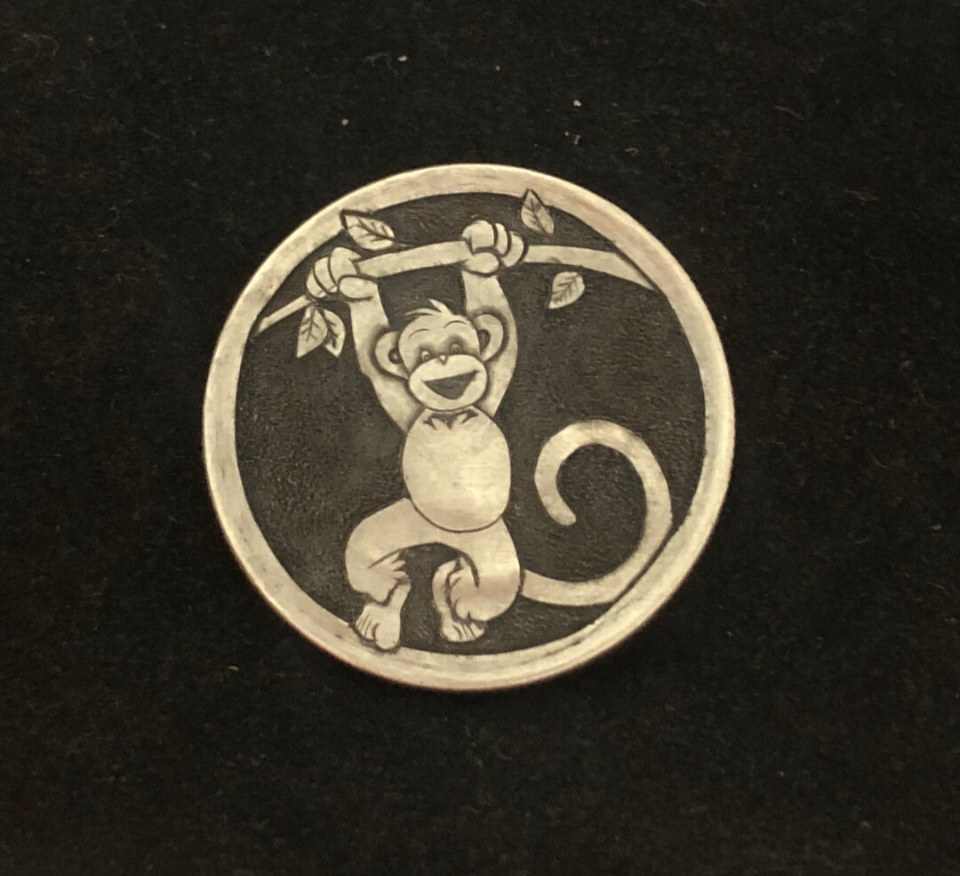 Hobo Nickel Monkey Carved on a 1972 Kennedy Half Dollar Coin - Etsy