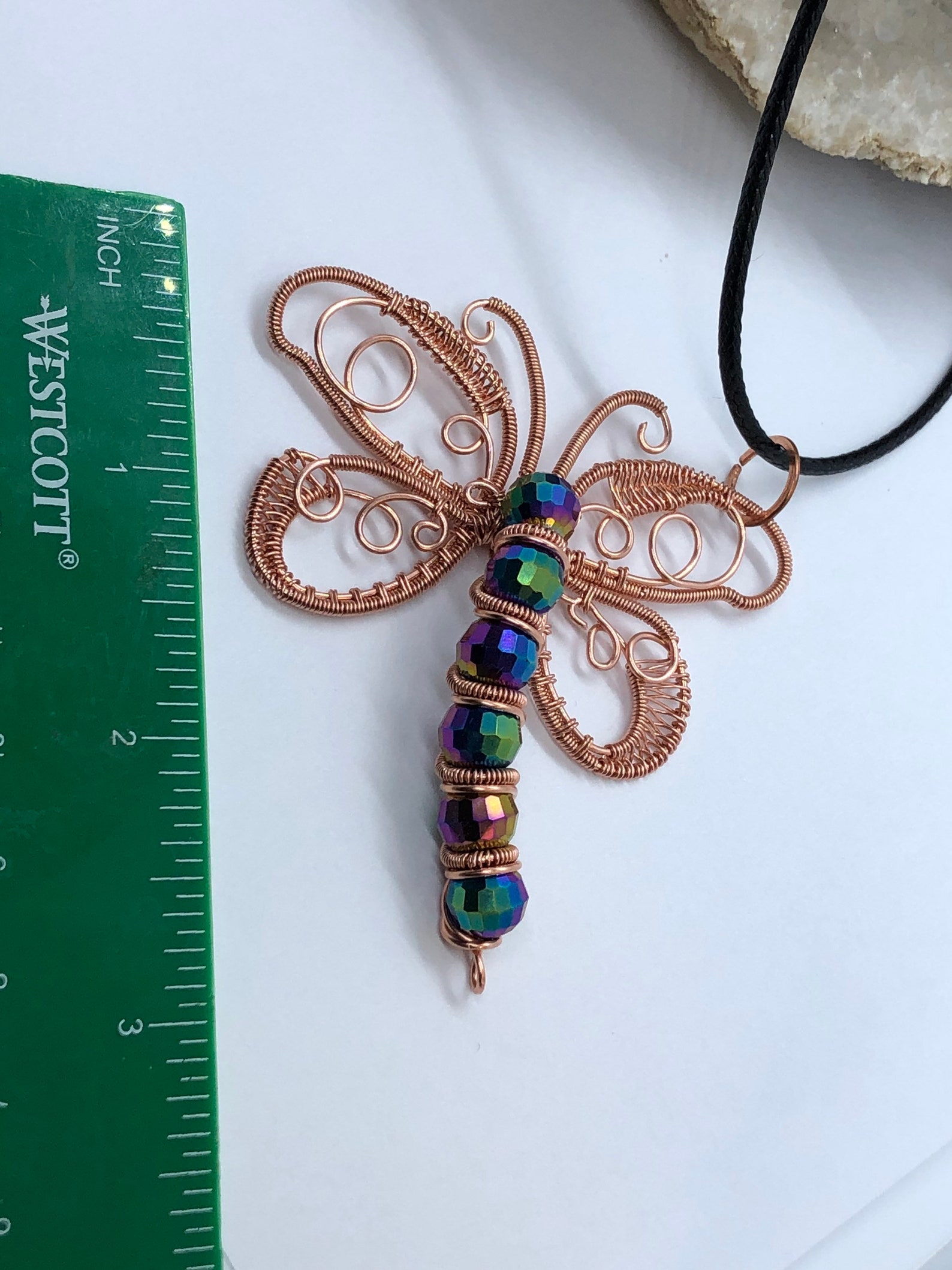 Copper Wire Wrapped Dragonfly Pendant W/ Mermaid Colored - Etsy