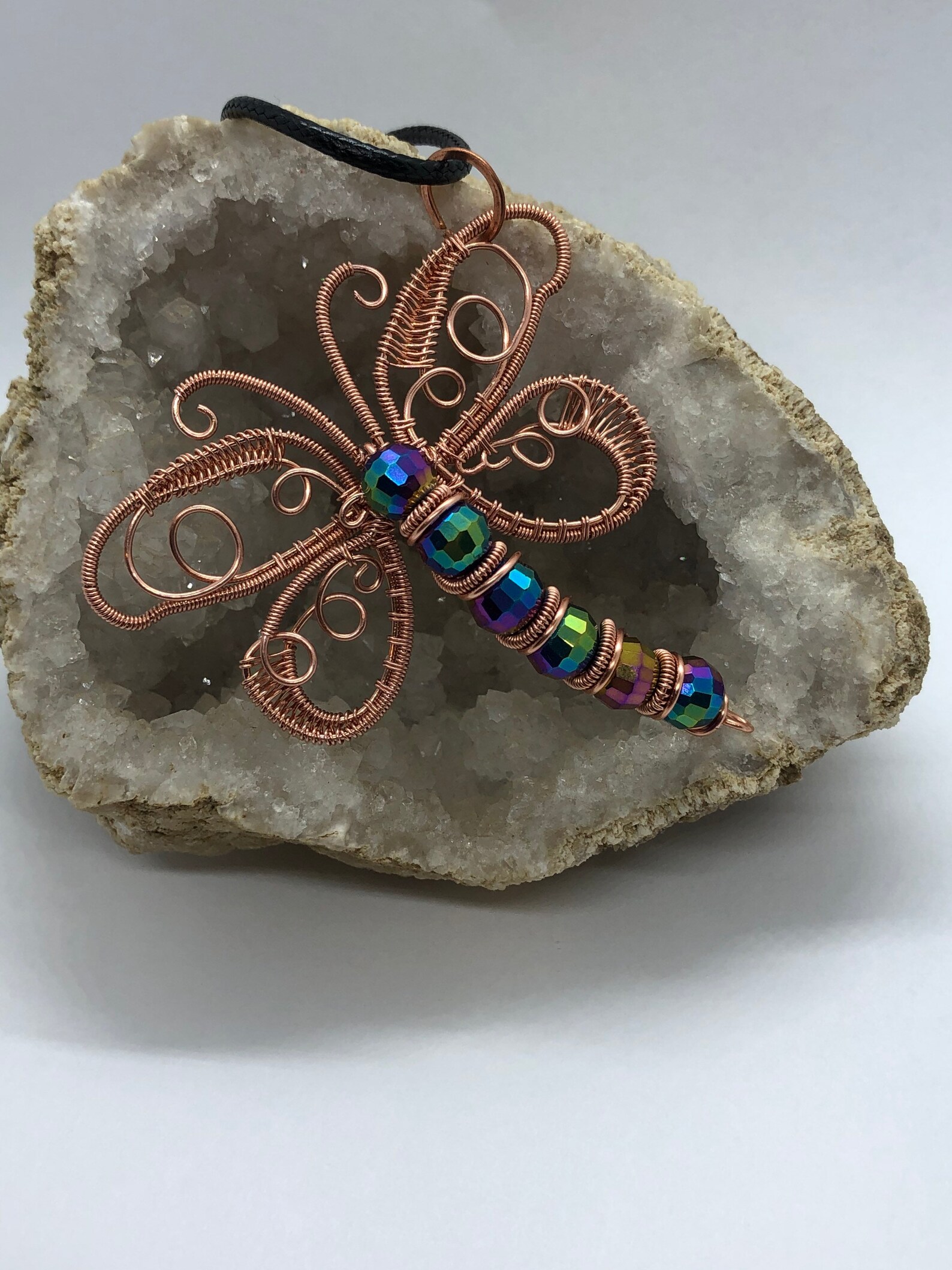 Copper Wire Wrapped Dragonfly Pendant W/ Mermaid Colored - Etsy