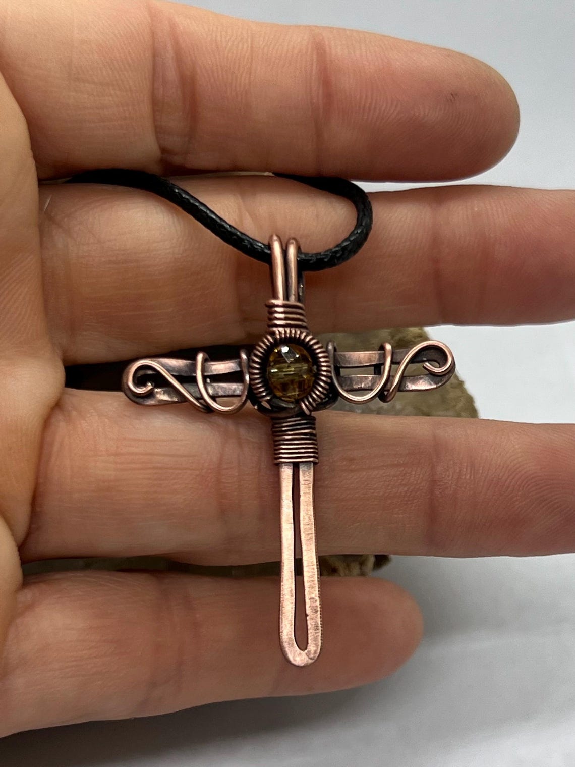 Antiqued Copper Wire Wrapped Cross Pendant - Etsy