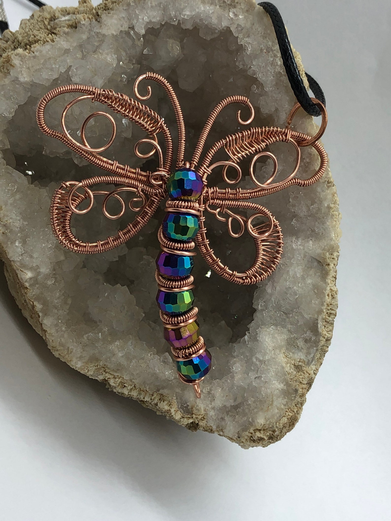 Copper Wire Wrapped Dragonfly Pendant W/ Mermaid Colored - Etsy