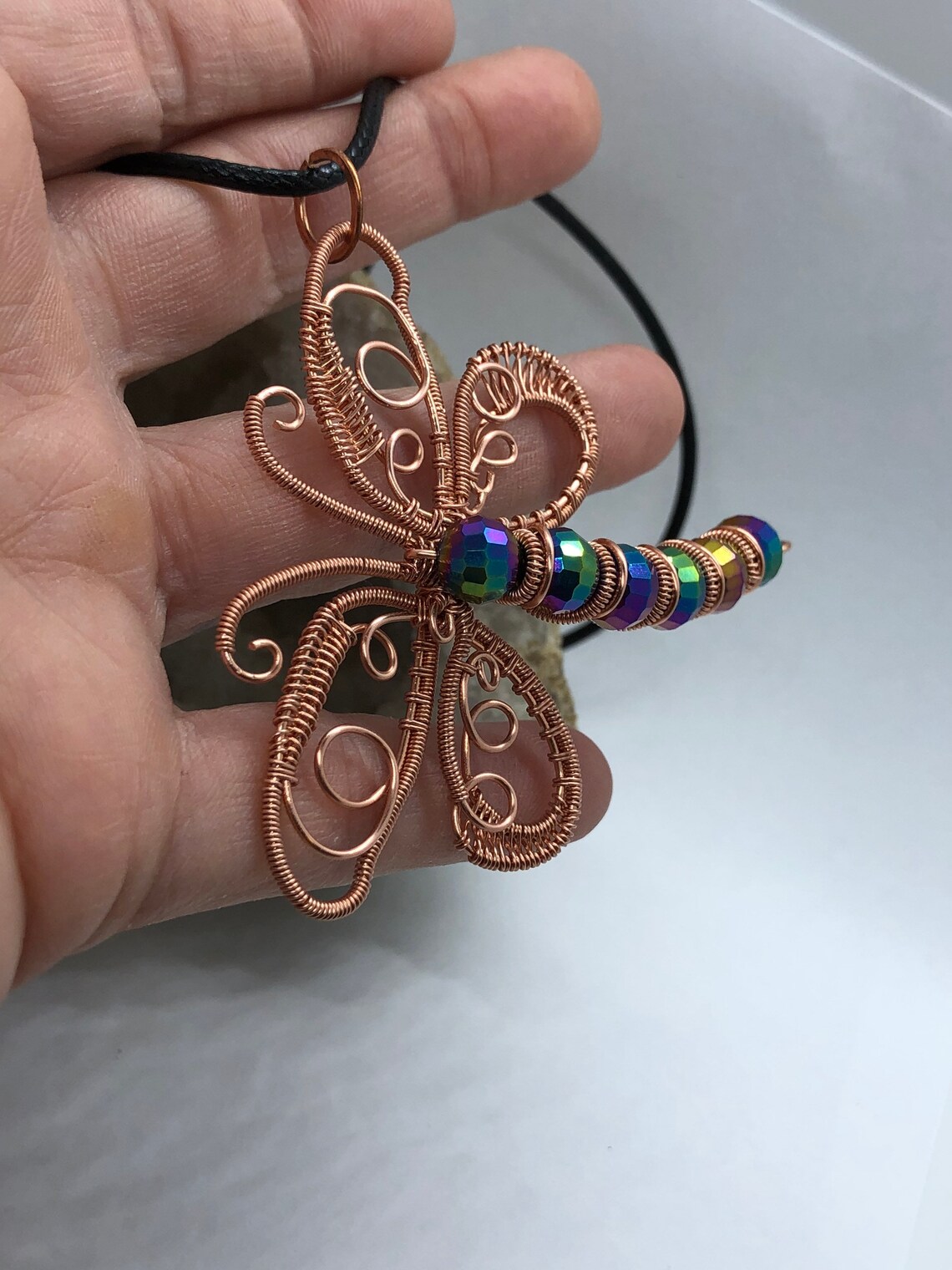 Copper Wire Wrapped Dragonfly Pendant W/ Mermaid Colored - Etsy