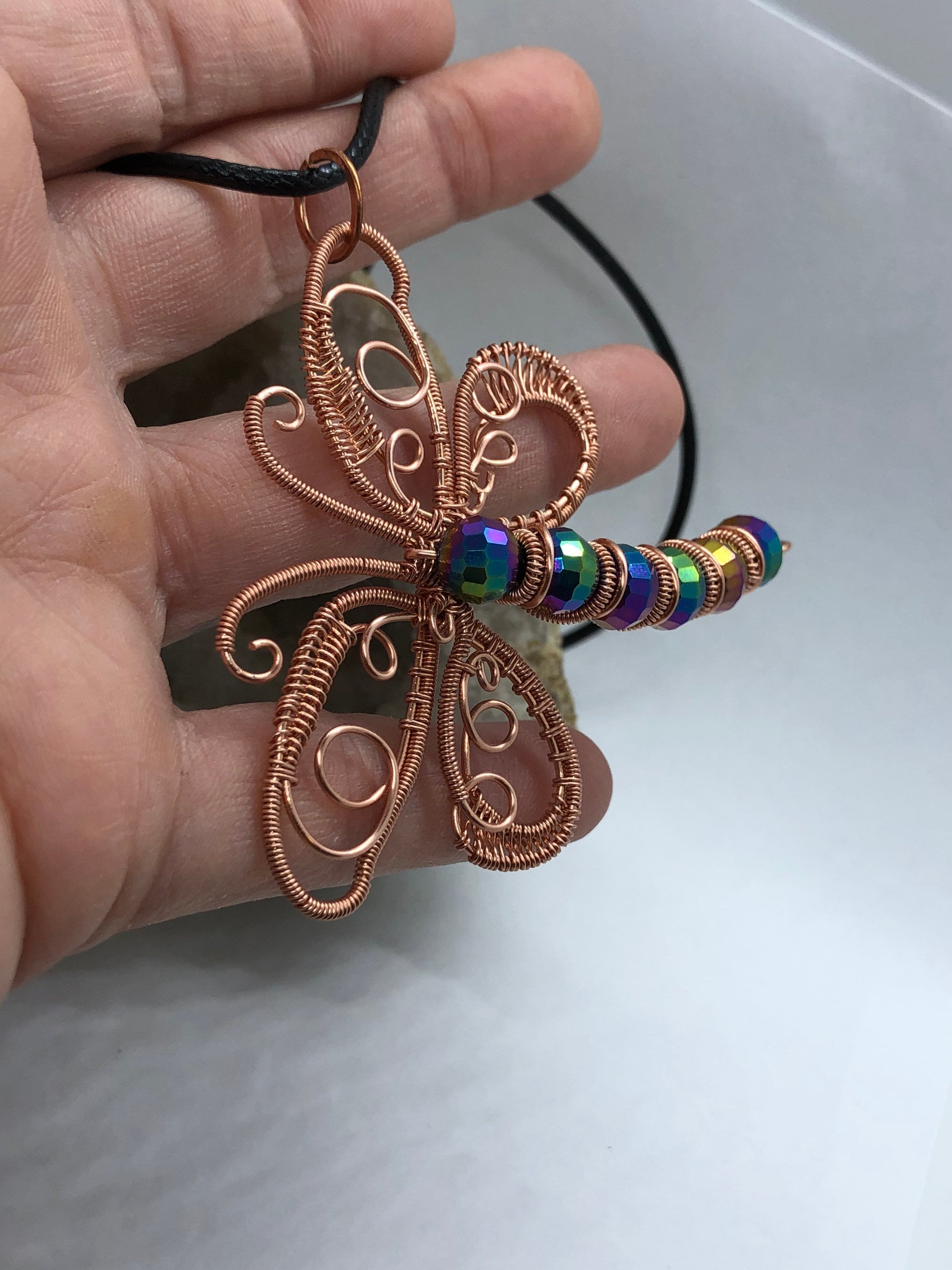 Copper Wire Wrapped Dragonfly Pendant W/ Mermaid Colored - Etsy