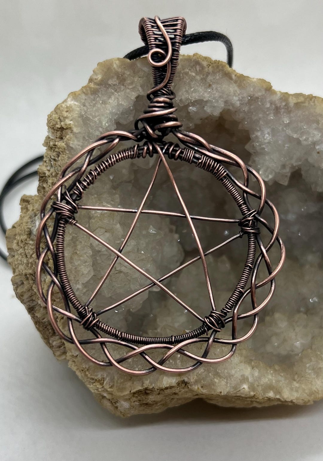 Copper Wire Wrapped Braided Pentagram Witchy Pendant - Etsy