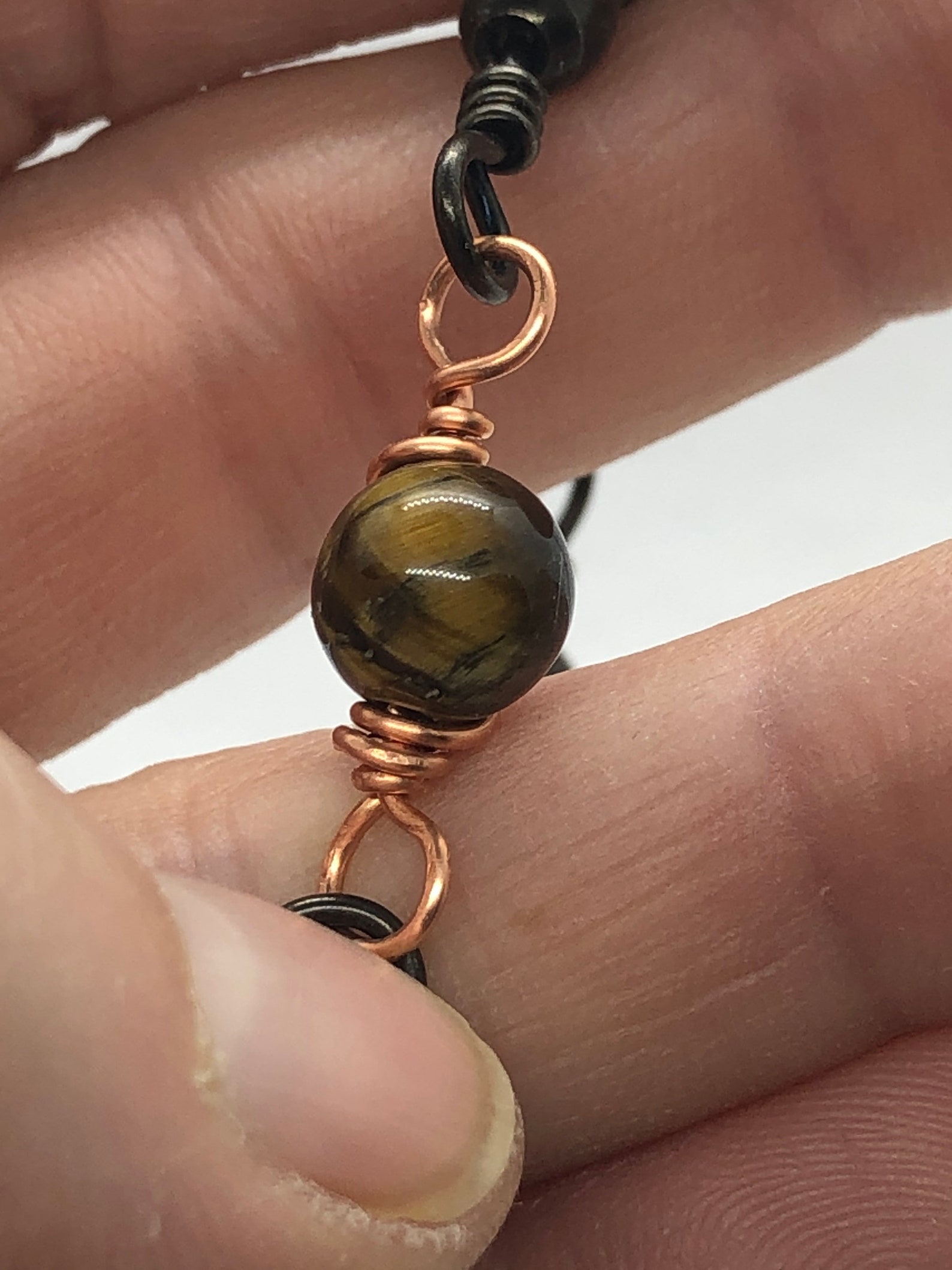 Copper Wire Fishing Swivel and Tiger Eye Beaded Bracelet - Etsy