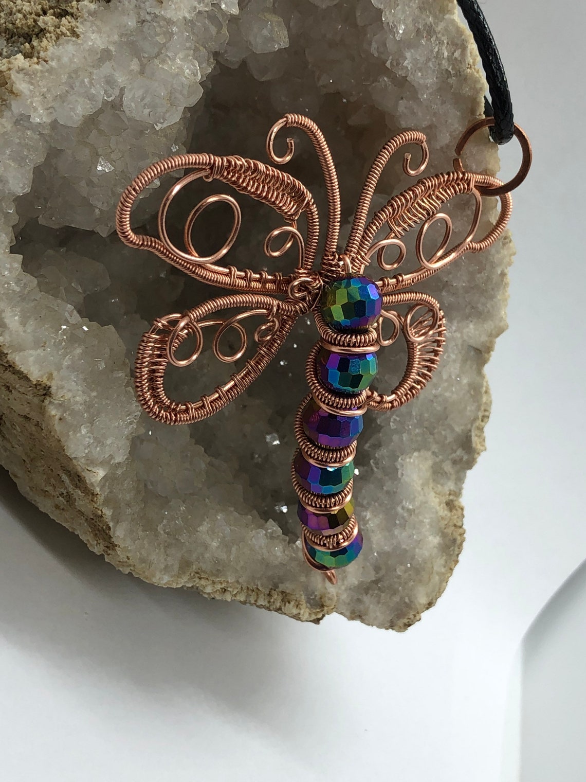 Copper Wire Wrapped Dragonfly Pendant W/ Mermaid Colored - Etsy