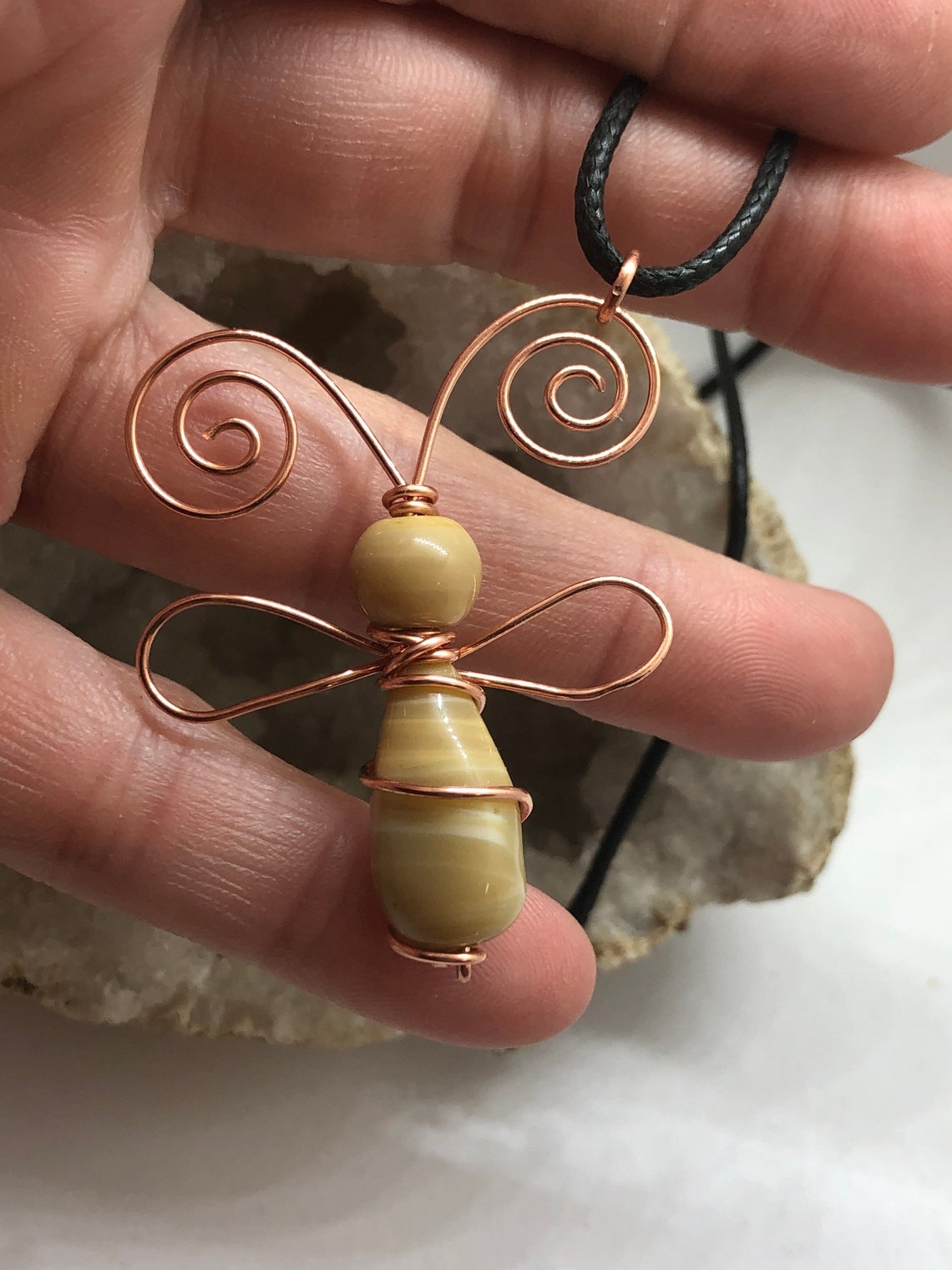 Copper Wire Wrapped Agate Bumble Bee Pendant - Etsy