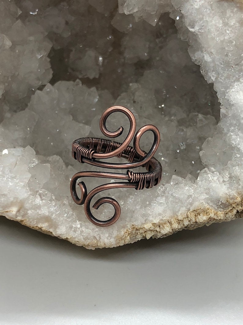 Antiqued Copper Wire Wrapped Swirl Ring - Etsy