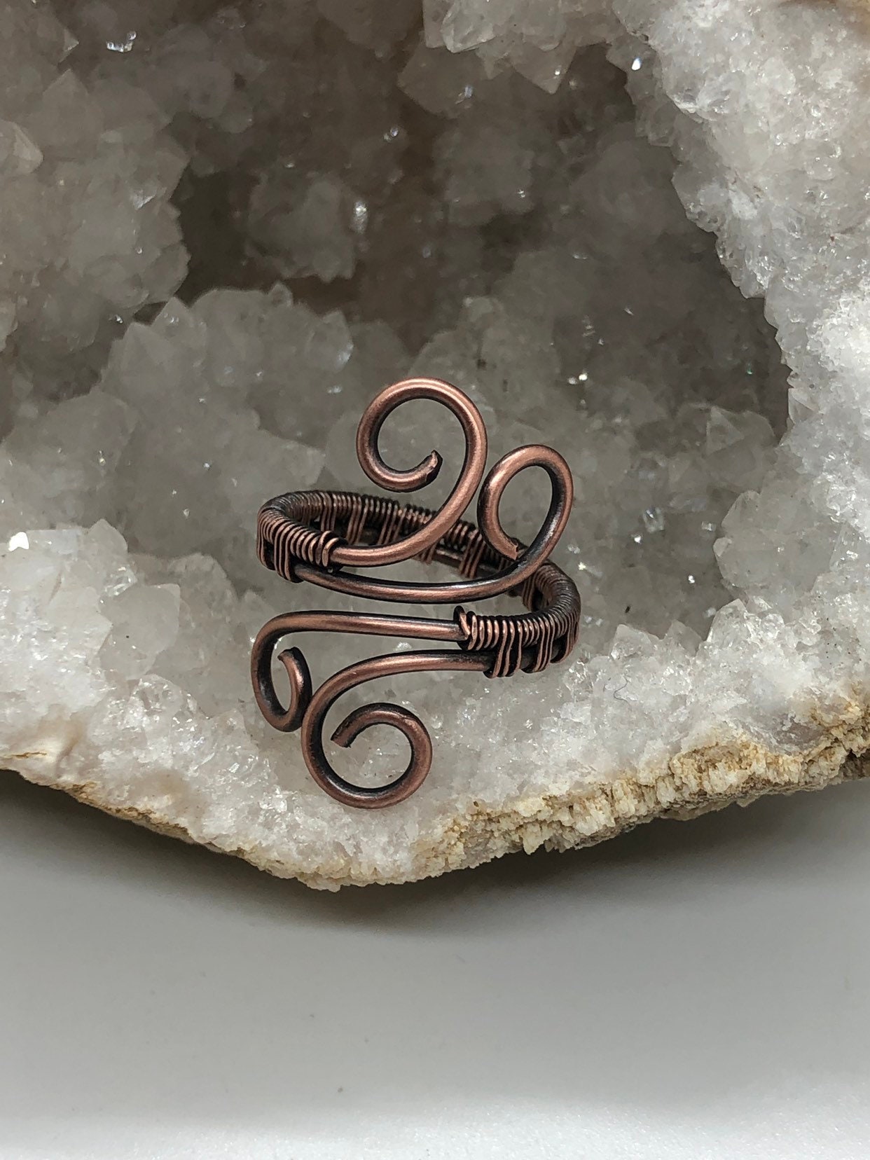 Antiqued Copper Wire Wrapped Swirl Ring - Etsy