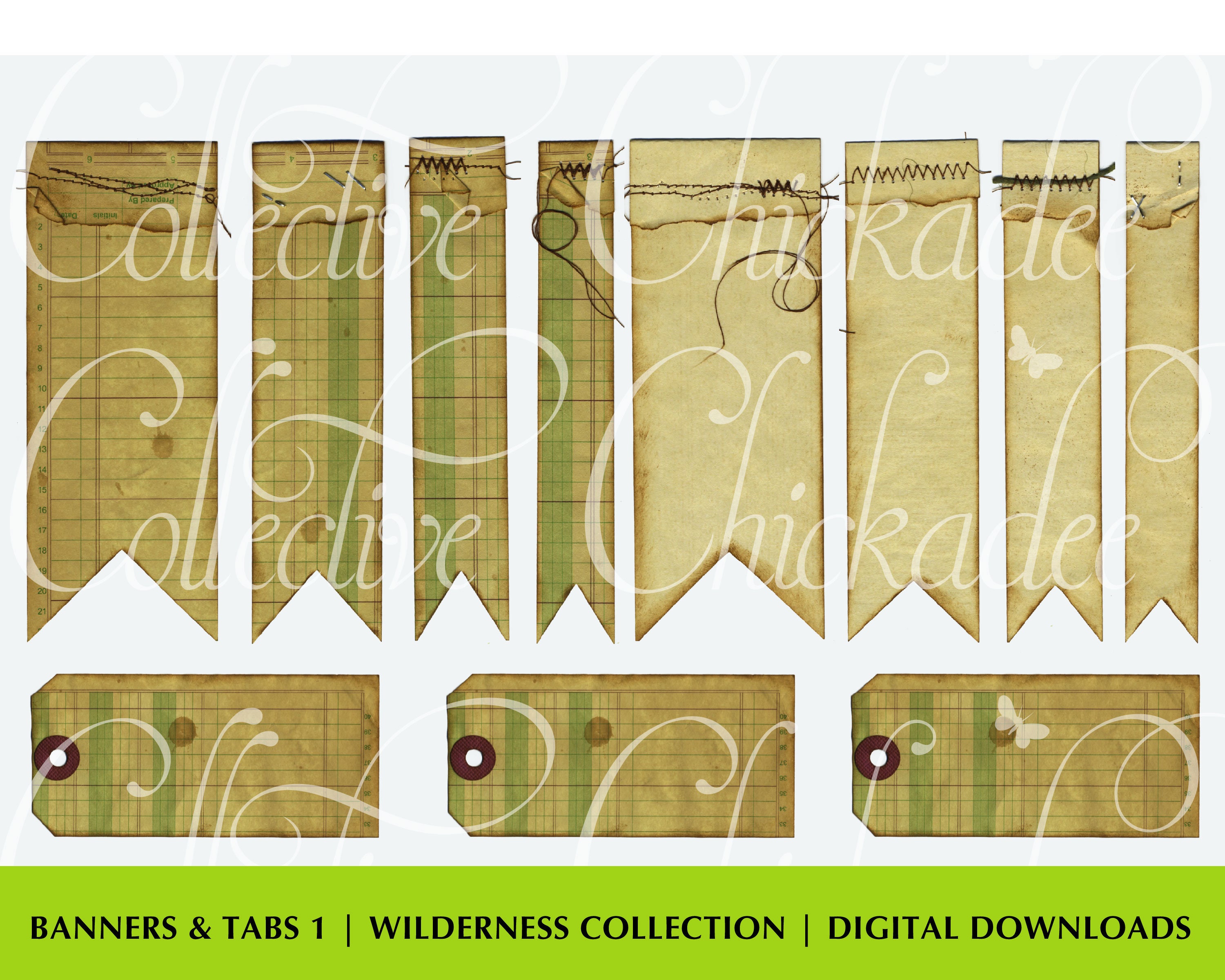 Banners and Tabs, Digital Download, Junk Journal, Scrapbook, Mixed ...