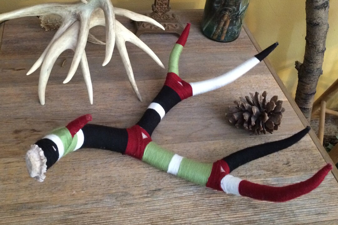 Yarn Bombed Mule Deer Shed Antler / Yarn Wrapped by Hand Deer Antler ...