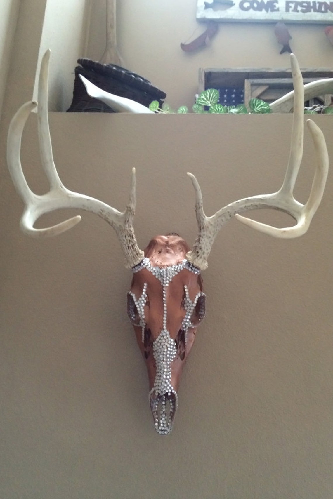 Deer Skull Rhinestone European Mount Rustic Home Decor Etsy