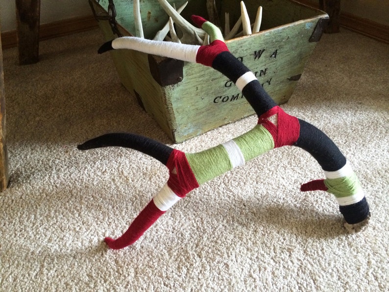 Yarn Bombed Mule Deer Shed Antler / Yarn Wrapped by Hand Deer Antler ...