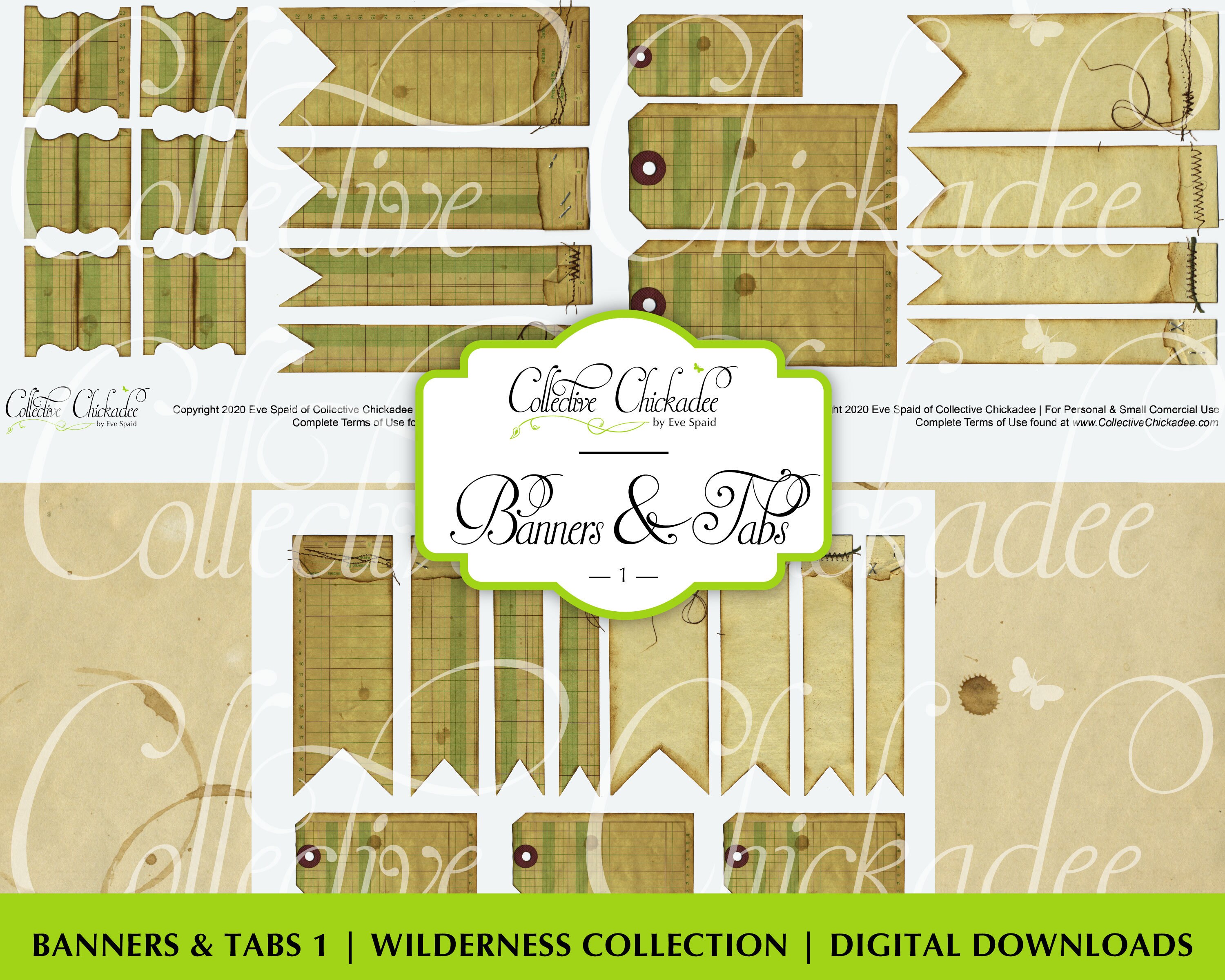 Banners and Tabs Digital Download Junk Journal Scrapbook - Etsy
