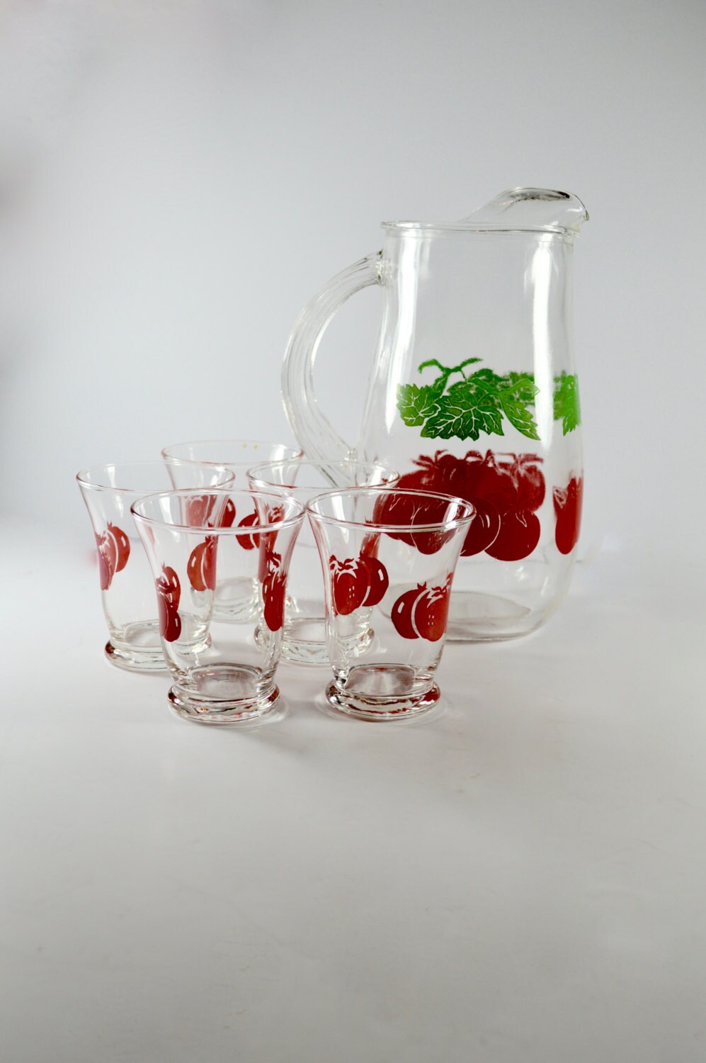 Vintage Juice Pitcher and Glasses Set of Six - Etsy