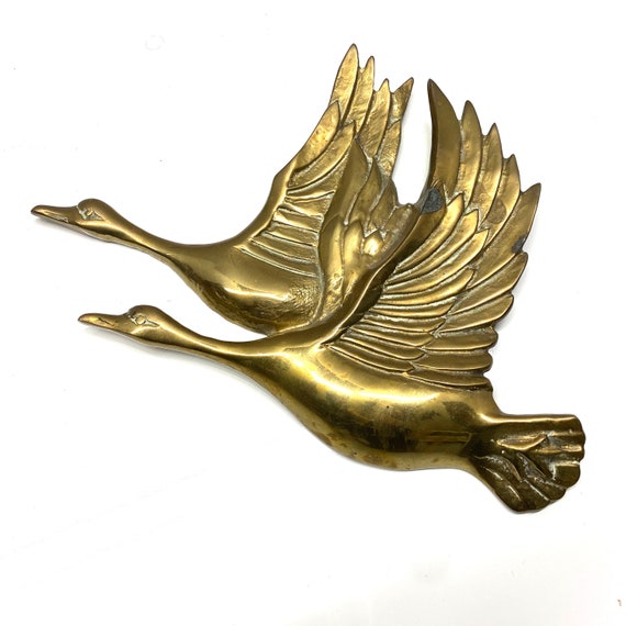 Art & Collectibles Figurines Sculpture Vintage Brass Geese in Flight ...