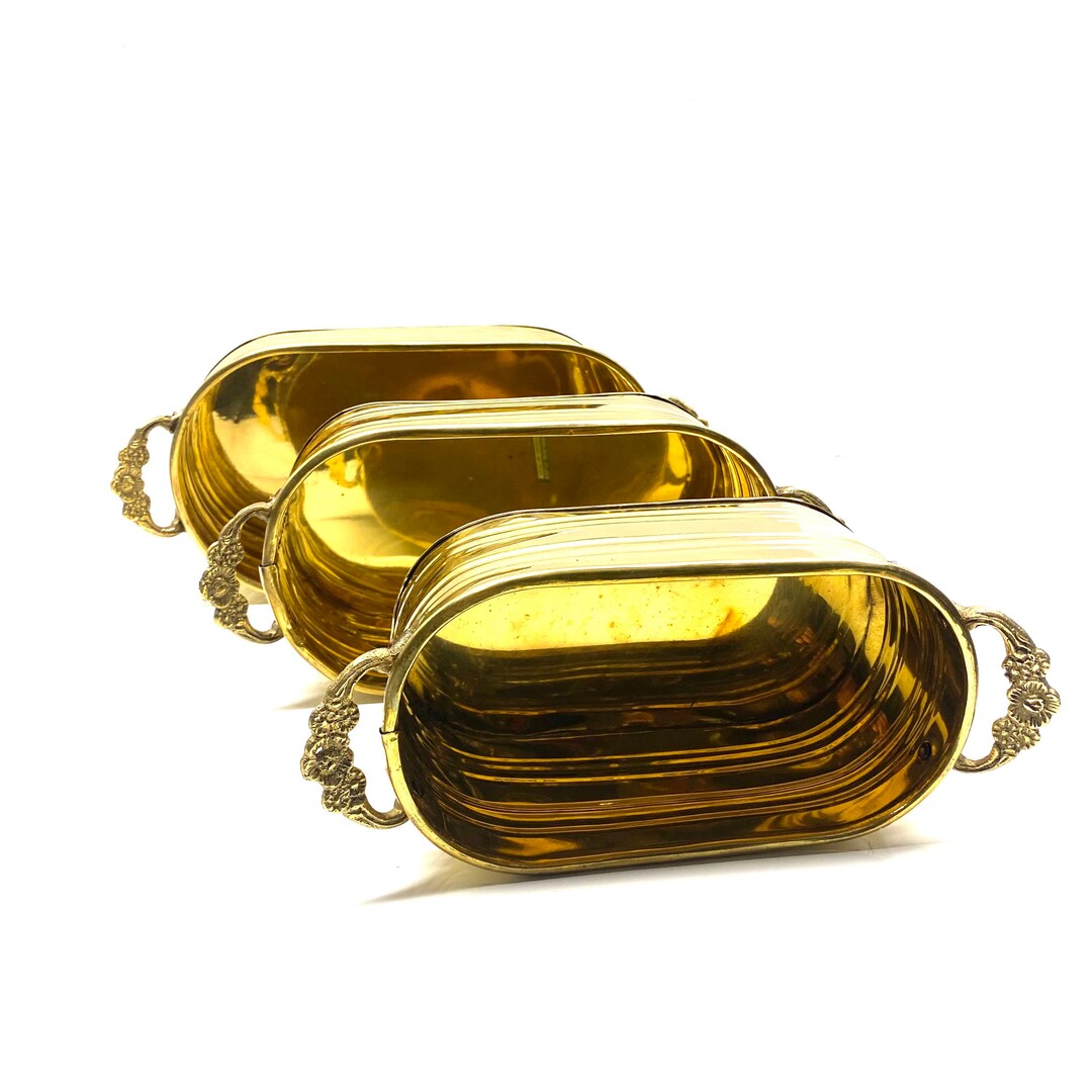 Vintage Brass Nesting Planters Set of Three - Etsy