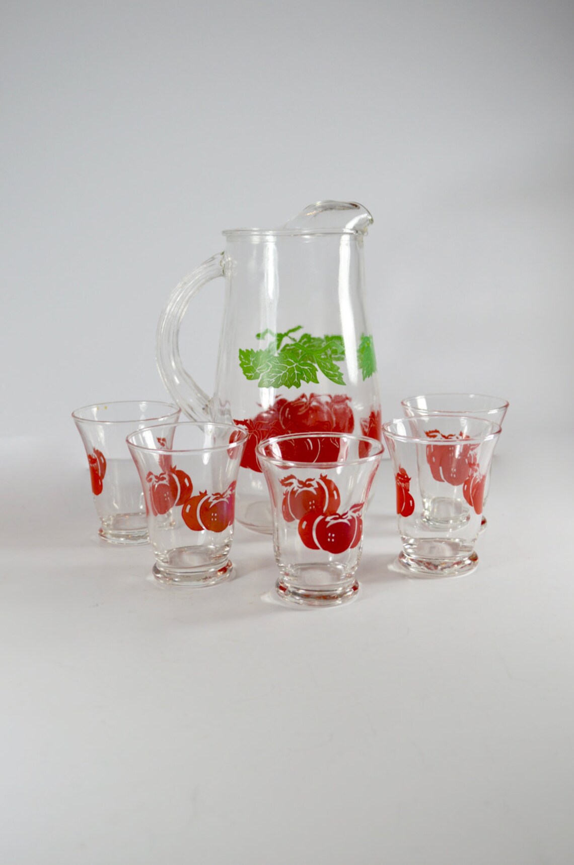 Vintage Juice Pitcher and Glasses Set of Six - Etsy
