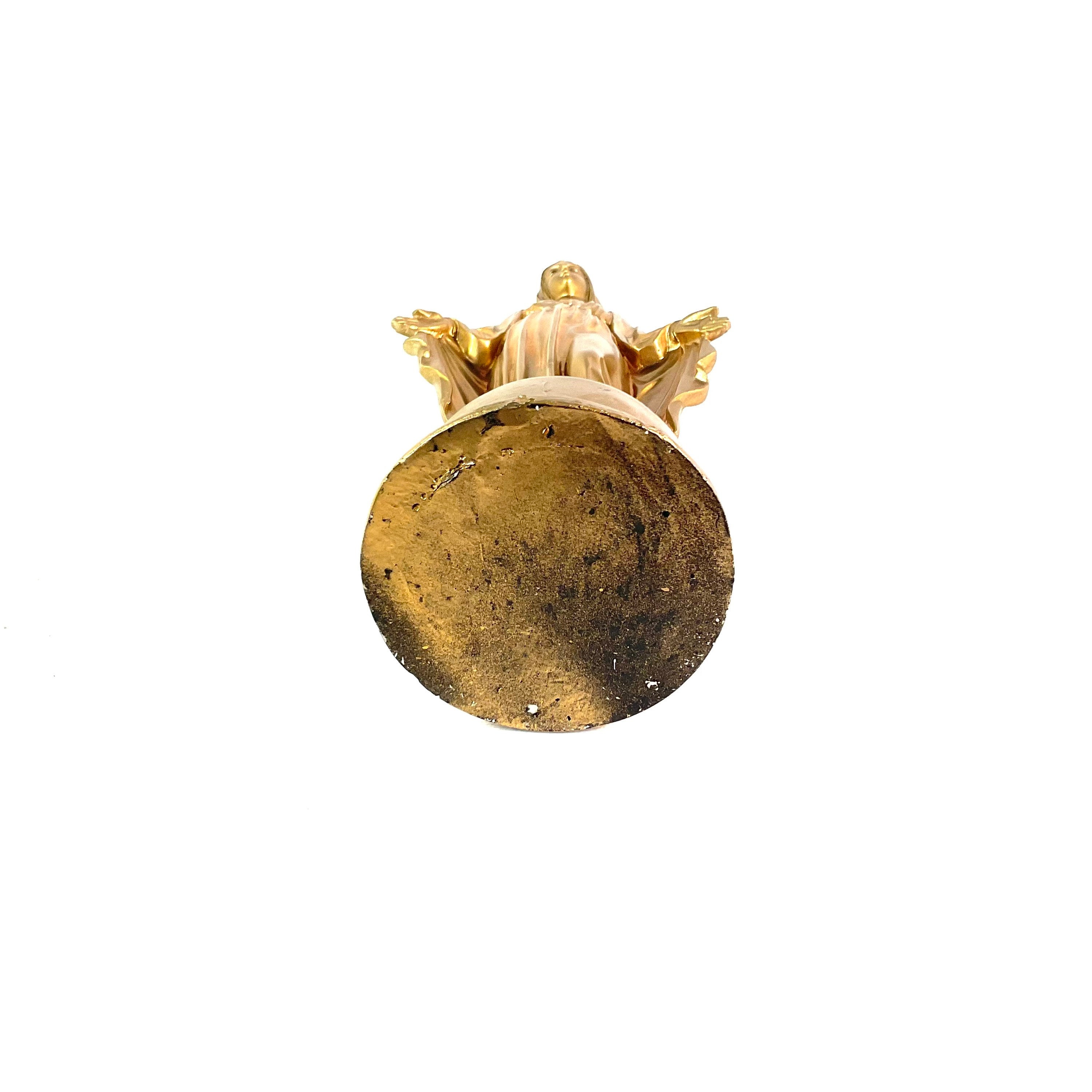 Vintage Virgin Mary Gold Statue - Etsy