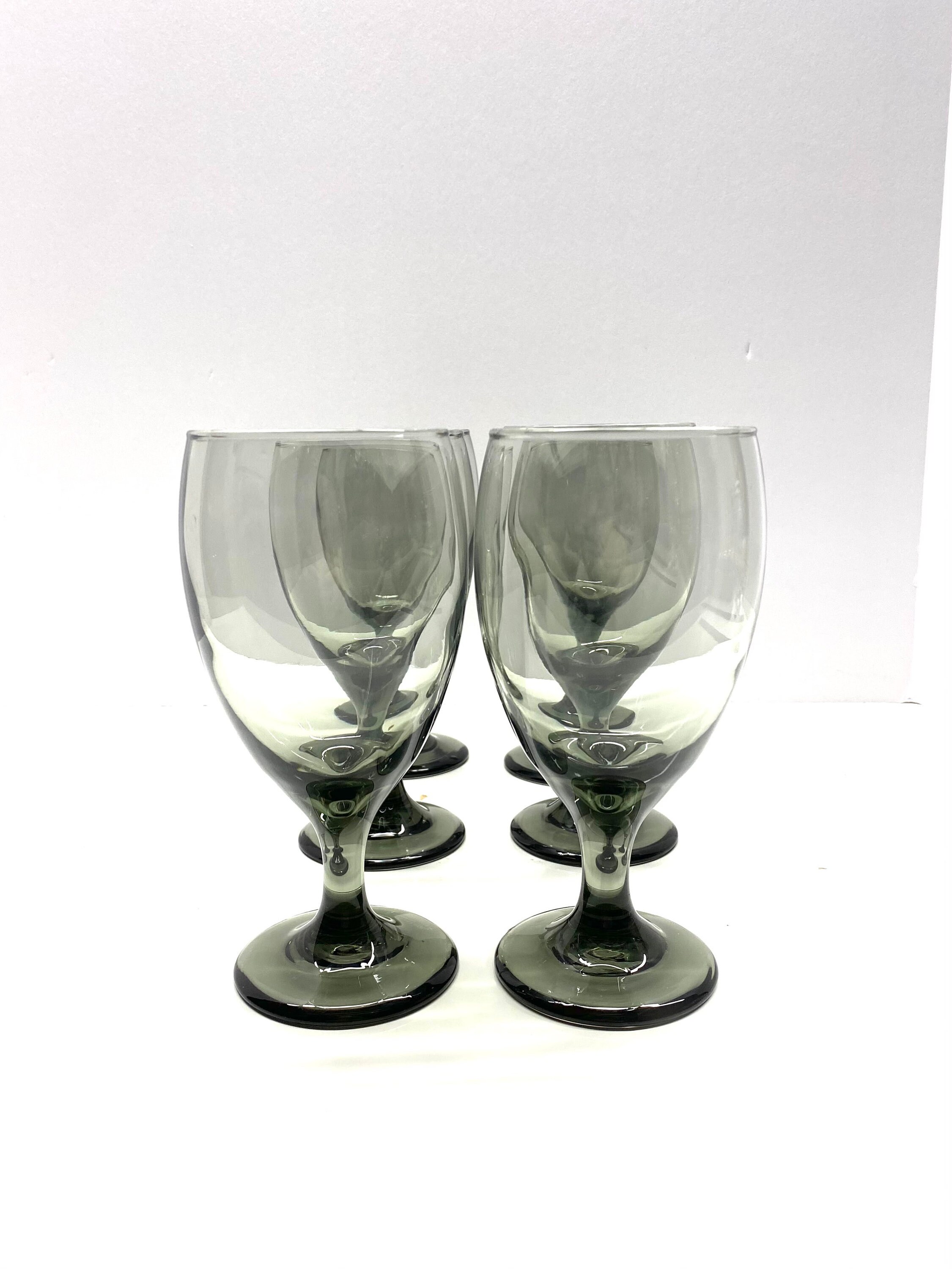 Vintage Smoked Glass Goblets Handblown Fenton | Etsy