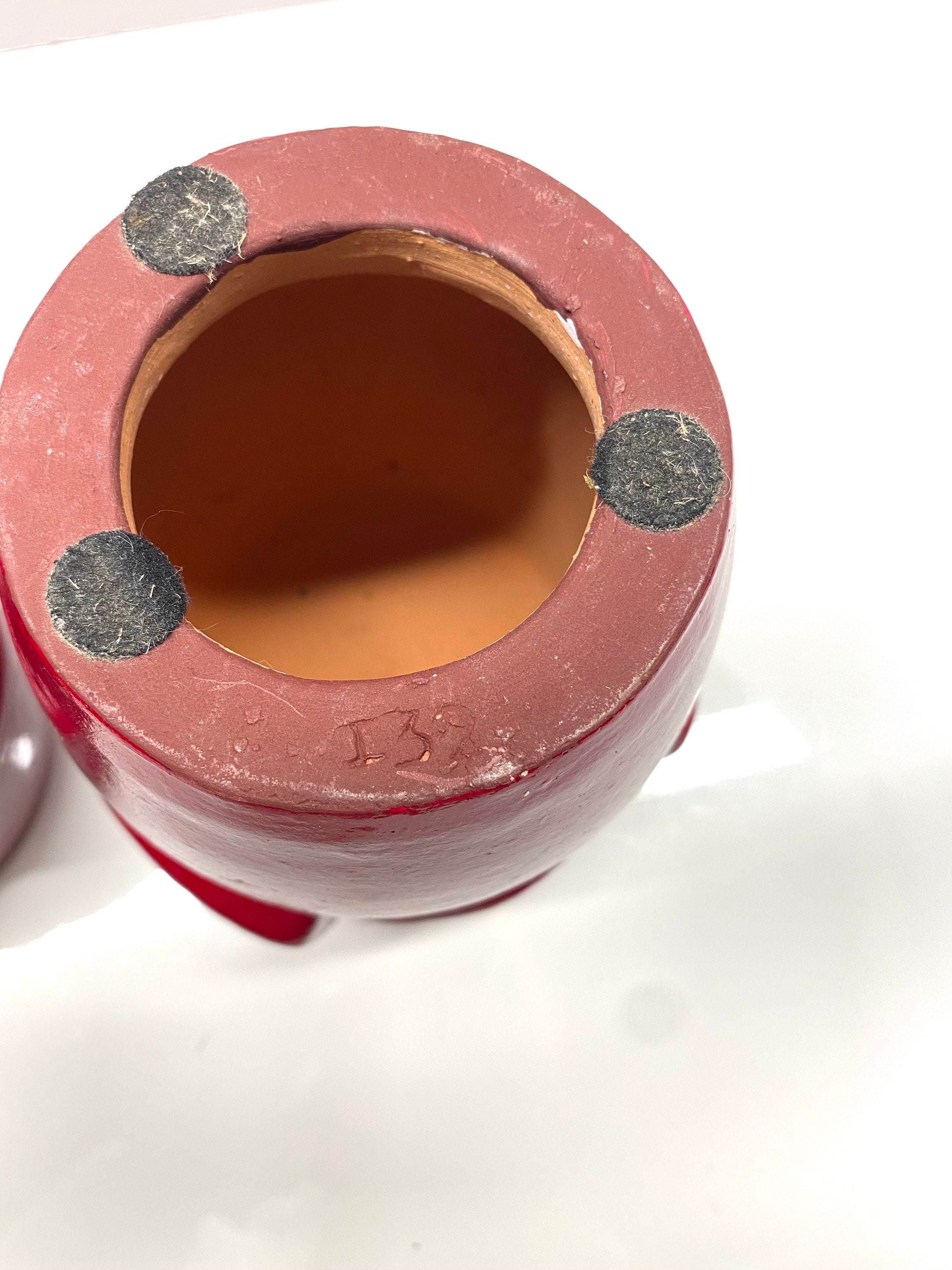 Kokeshi Vintage Japanese Pottery Red Glaze Sculpture - Etsy