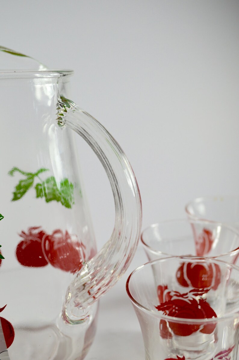 Vintage Juice Pitcher and Glasses Set of Six - Etsy