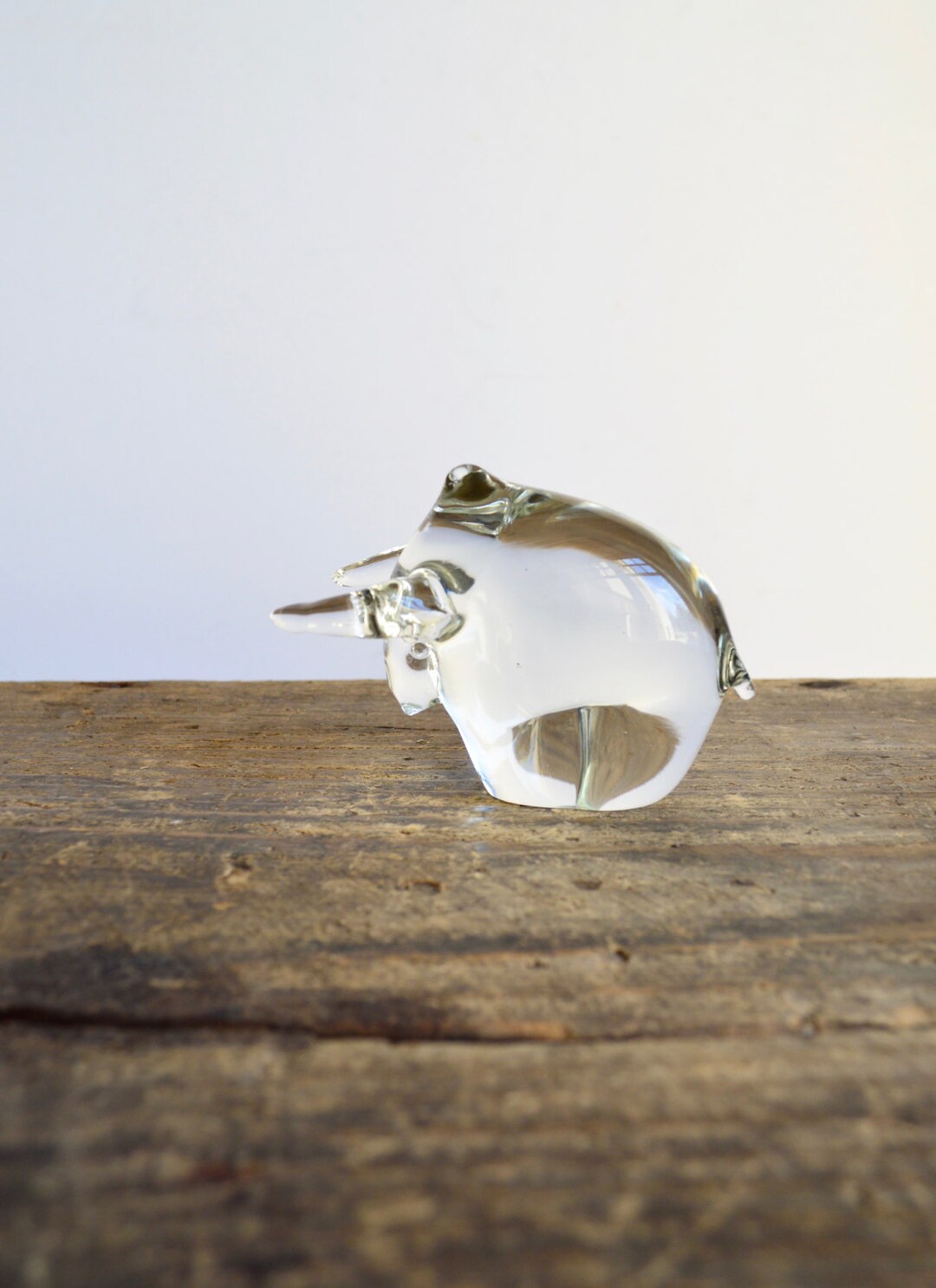 Mid Century Crystal Paperweight Murano Bull - Etsy