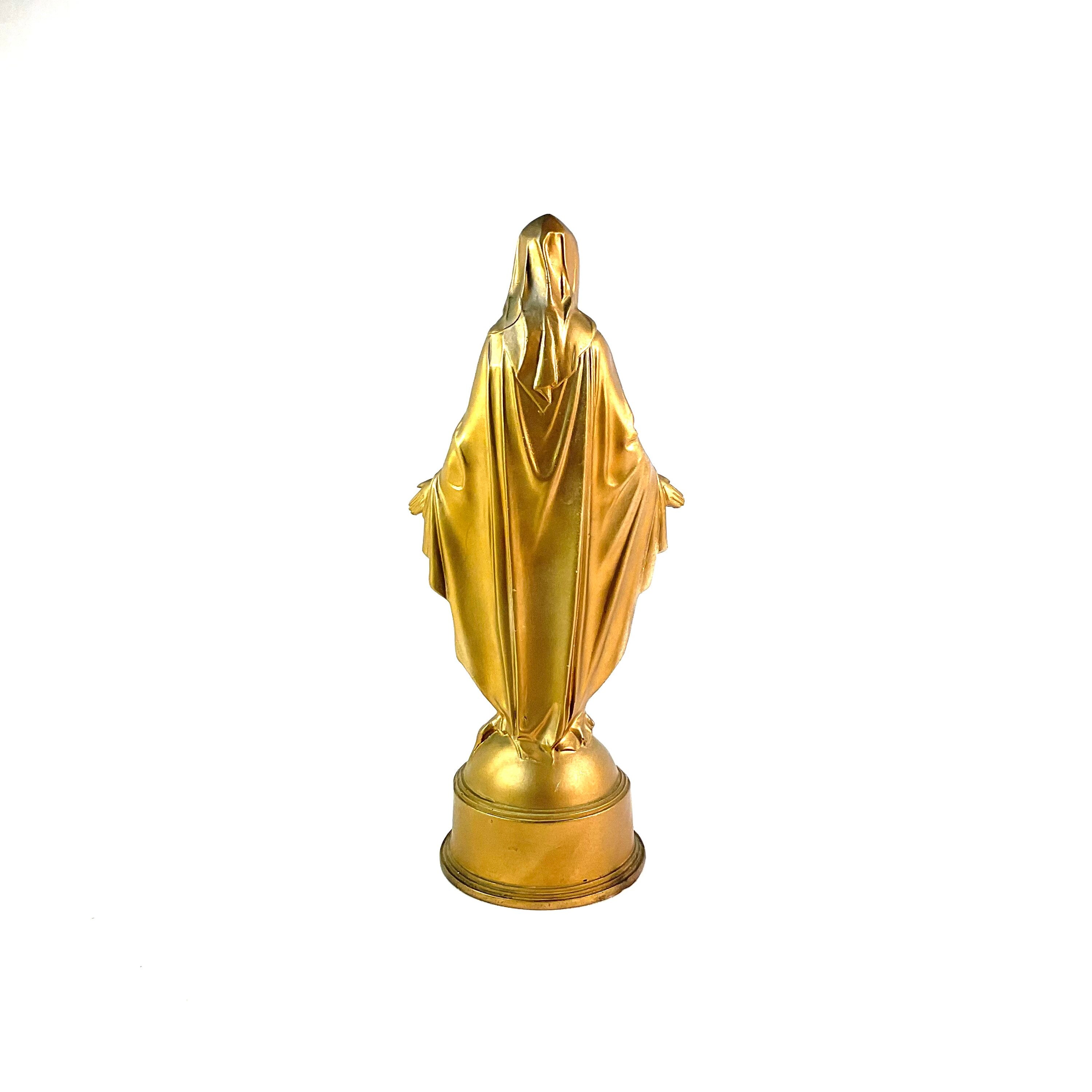 Vintage Virgin Mary Gold Statue - Etsy