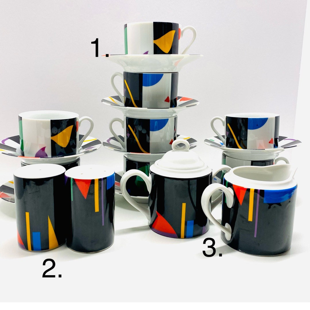 80s Trylon Pattern by Jack Prince Toscany Collection Set of 8 Cups and ...