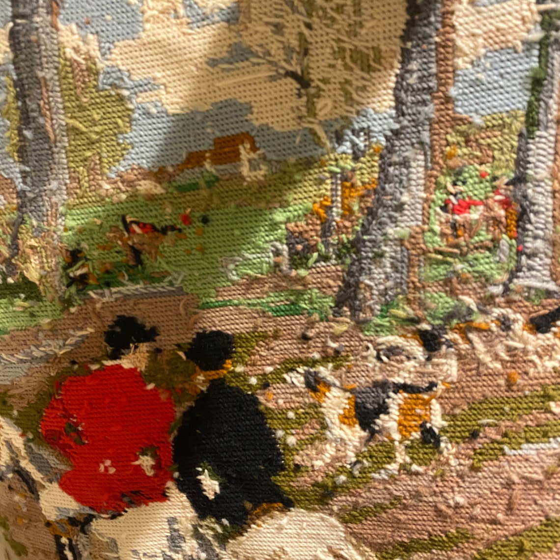 Vintage Needlepoint Coat’s and Clark Completed Large Scale the Hunt ...