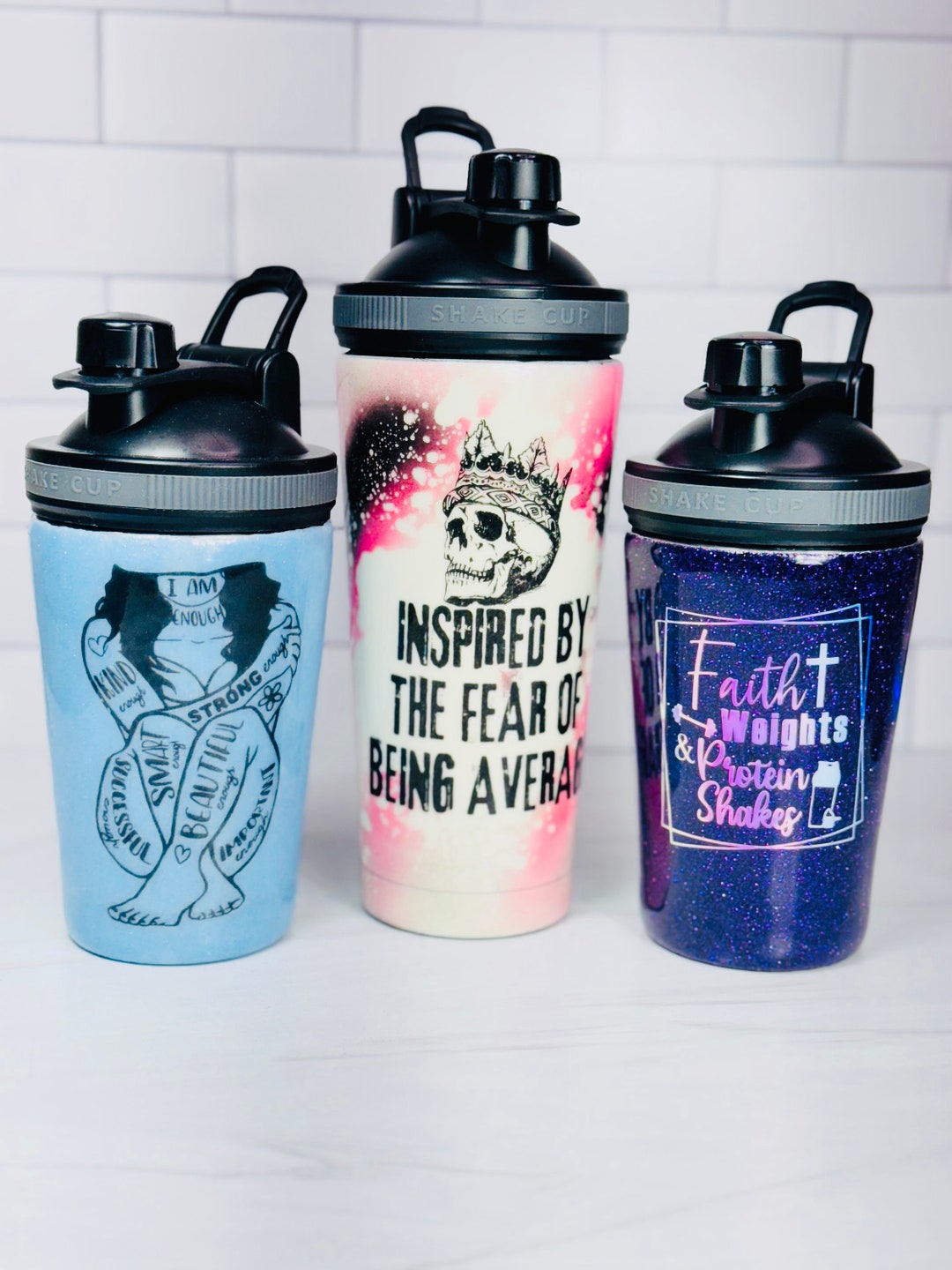 Fearless/beauty/body Positive/faith/irridescent/shaker Bottle/gym ...