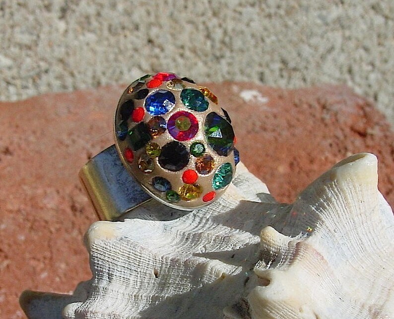 Multi Color Swarovski Crystal Chaton and Crystal Clay Gold Adjustable ...