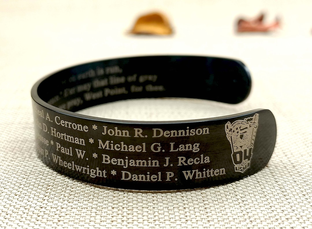 Custom Engraved Memorial Military Bracelet Military Black Stainless ...
