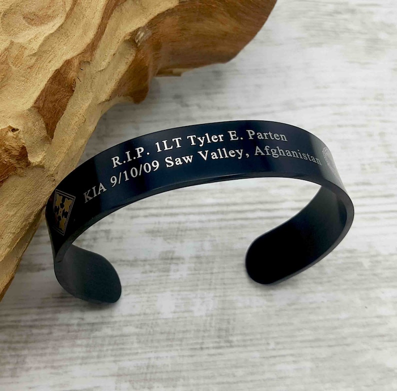 Custom Engraved Memorial Military Bracelet Military Black - Etsy